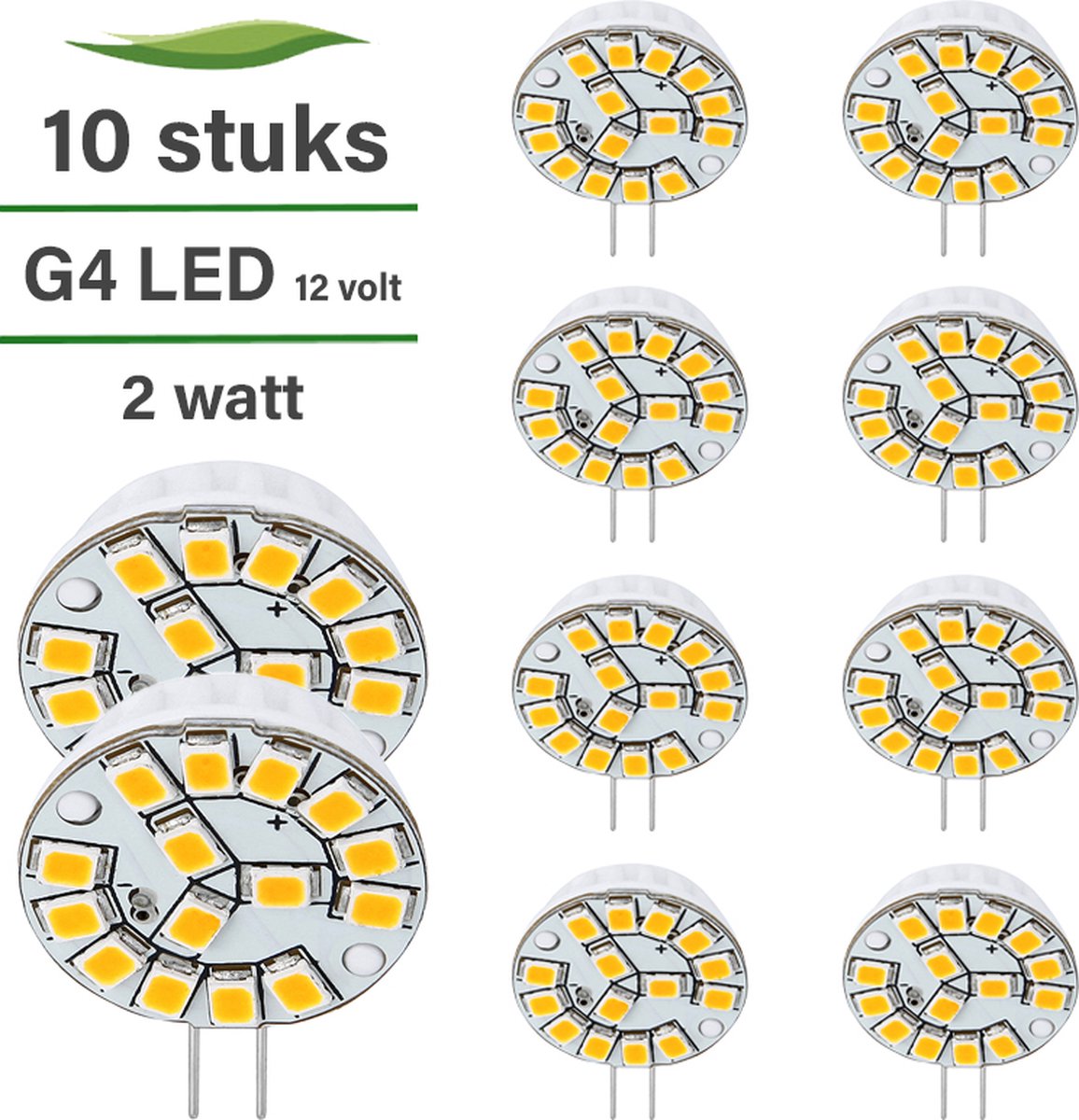 G4 LED lamp / GU4 LED - 10-pack - 12 volt - 2W - 2700K warm wit - 180 lumen - Vervangt 20W | bol.com