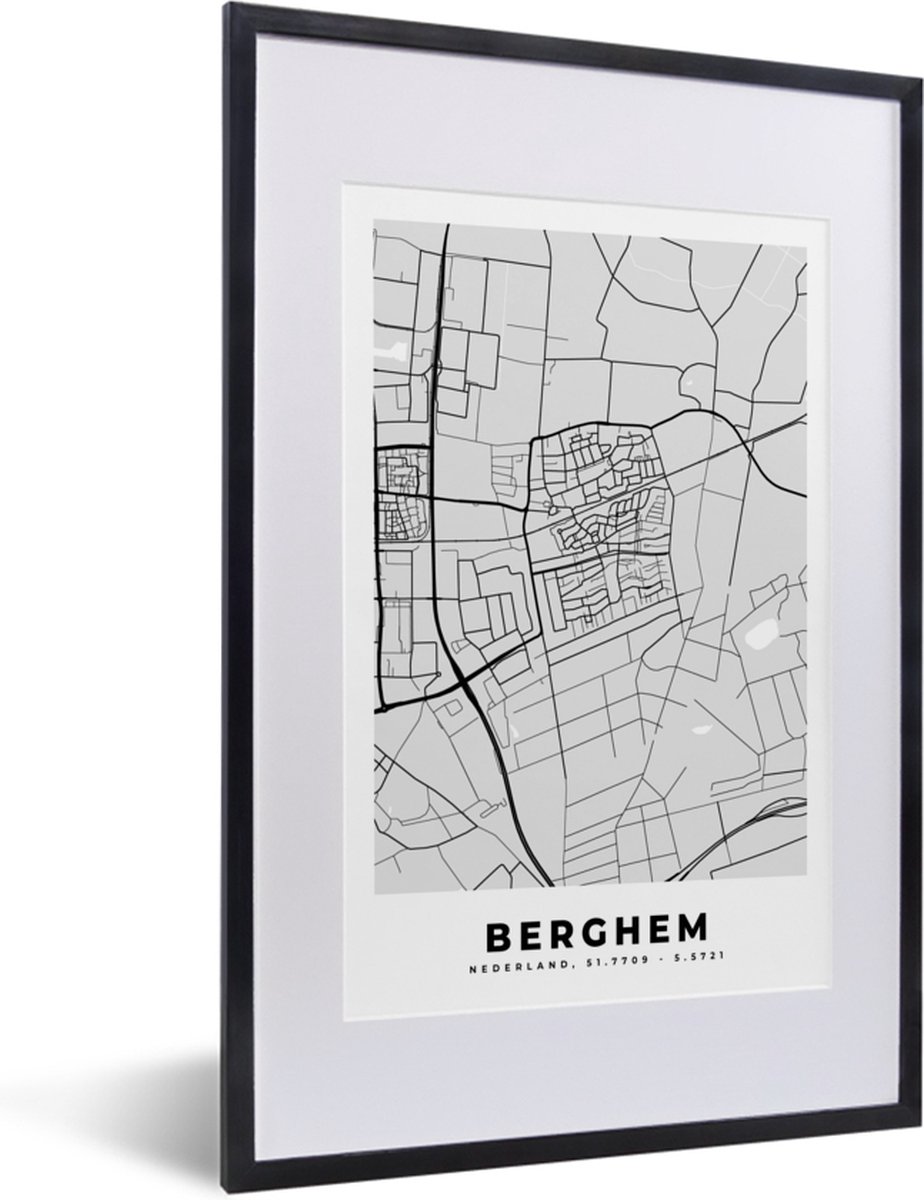 Fotolijst incl. Poster - Plattegrond - Kaart - Stadskaart - Berghem ...