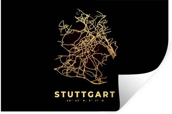 Muurstickers - Sticker Folie - Stuttgart - Black & gold - Kaart ...