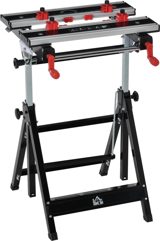 HOMCOM Werkbank opspantafel 100 kg draagvermogen werkbank in hoogte ...