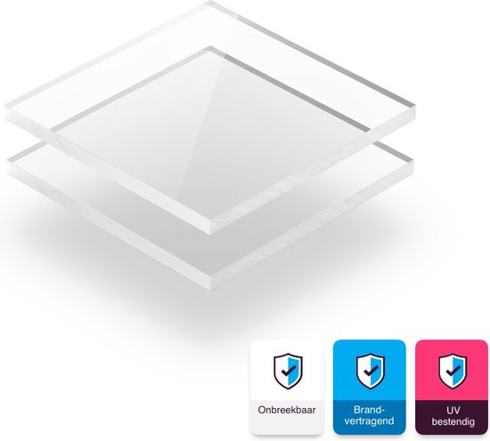 Polycarbonaat plaat 8 mm dik - 180 x 100 cm - Helder | bol