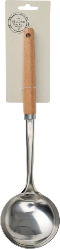 Keukengerei soeplepel RVS steel en houten handvat 32 cm - Beechwood ...