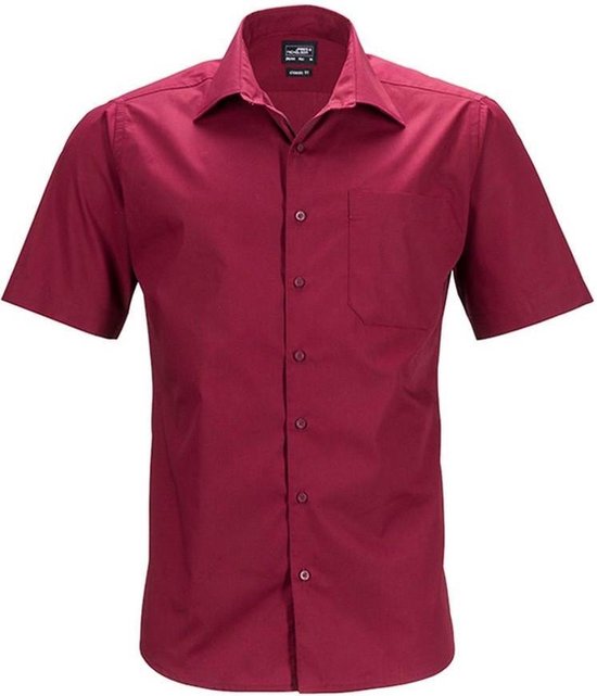 James and Nicholson Herenshort zakelijk overhemd (Wijn) | bol