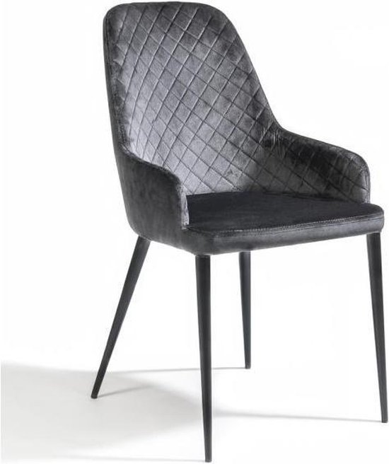 Eetkamerstoel Dian in zwart velours - Stof - 2st. Handmade - Christl Dekimpe | bol