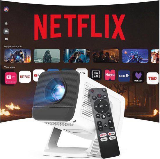 Draagbare Mini Beamer Projector met Android TV en 1080p Resolutie | bol