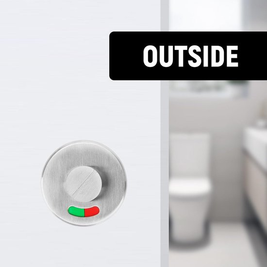 Toiletdeurslot met Draaiknop en Vrij/Bezet Indicator - RVS, Rond | bol