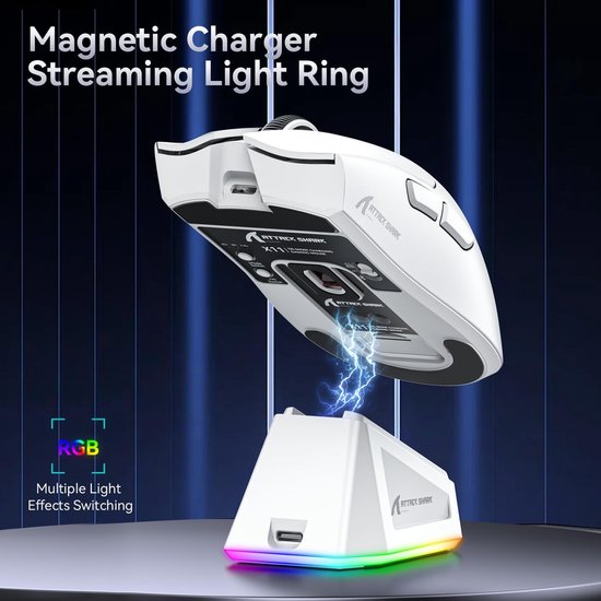 ATTACK SHARK X11 - RGB Gaming Muis - Magnetisch Oplaaddock - PAW 3311 ...