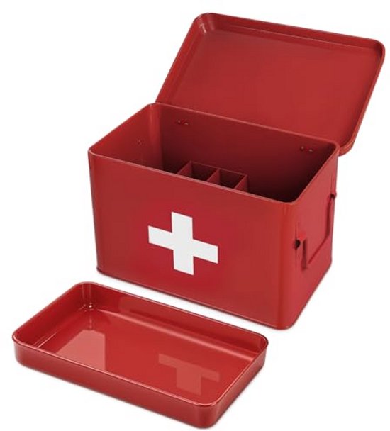EHBO-doos, compacte medicijnopbergblik met deksel en organizer | bol