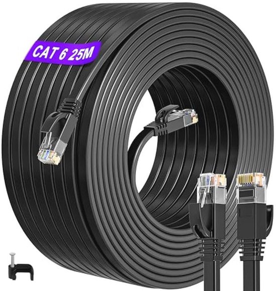 Ethernet Cat 6 Netwerkkabel 25m - Hoge Snelheid Gigabit LAN 1000Mbps ...