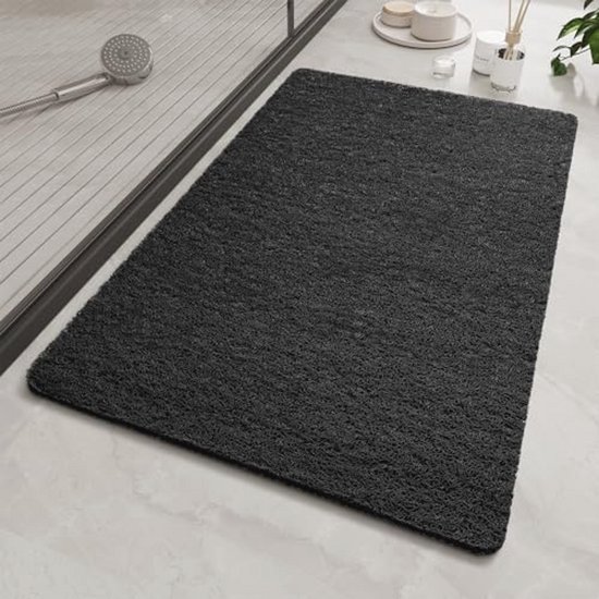 Antislip loofah douchemat voor binnendouche - 53x53 cm in zwart | bol