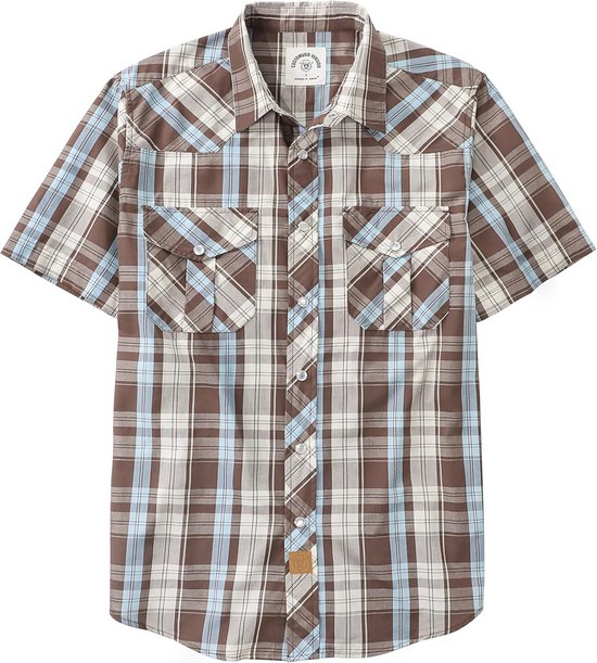 Kort Gecheckt Overhemd voor Mannen met Drukknopen - Casual Cowboy Stijl ...