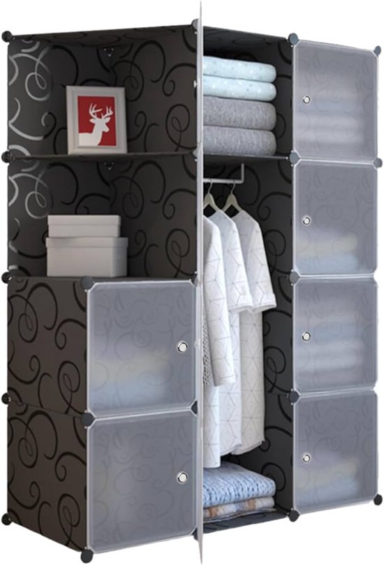Modulaire Kledingkast - Zwart - 140x105 cm | bol