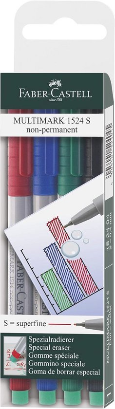 Marker Multimark niet-permanent - Etui met 4 kleuren (rood, blauw ...