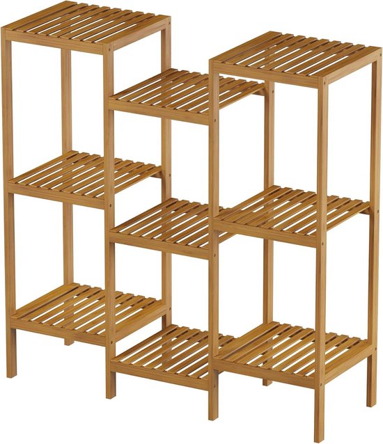 Multi-Level Plant Stand met 9 Planken van Bamboe voor Huis en Tuin | bol