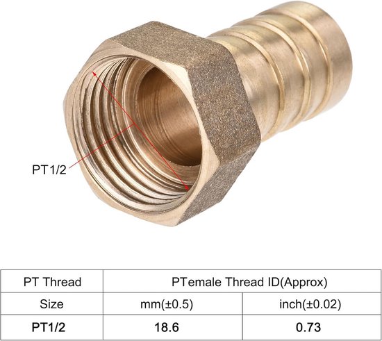 Messing Barb Slangkoppeling Adapter met Slangklemmen voor 16mm Slang | bol