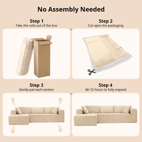 COMHOMA - 105 Inch Modulaire Bank - Diepe Zitting - L-vorm - Corduroy ...