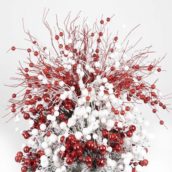 Set van 20 Decoratieve Witte Kunstmatige Kersttakken met Glitter voor ...