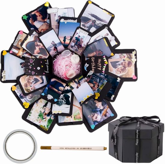 Zelfklevende Explosie Box Cadeaudoos - Fotocadeau voor Verjaardag en ...