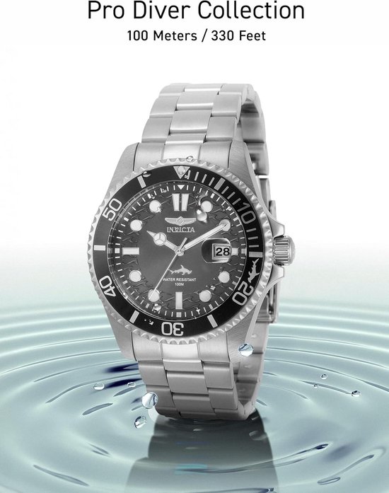 Herenhorloge Duikersstijl Roestvrij Staal Zwart Analoog Waterdicht 43mm ...