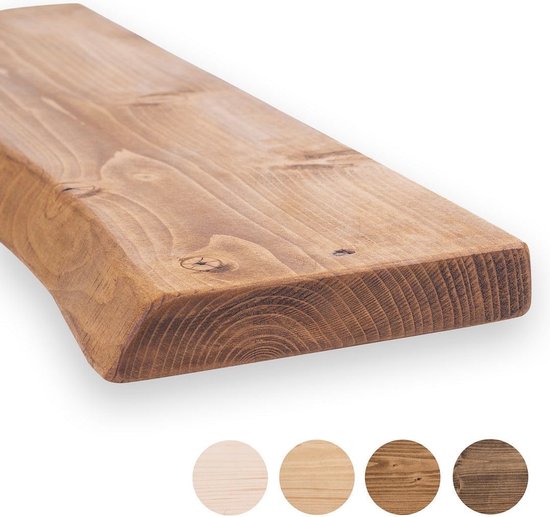 Rustiek wandrek met levendige rand - 100 cm x 22 cm x 3,8 cm | bol