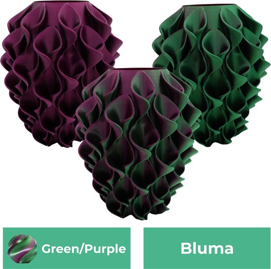 Bluma - Groen / Paars - 30CM - 3D geprinte vaas - Duurzaam PLA ...