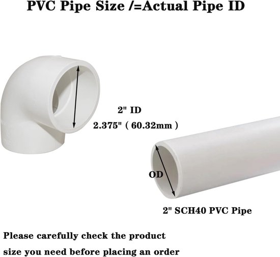 90 Graden Elleboog PVC Pijp Fitting Adapter Koppeling 2 STKS 40 Slip ...
