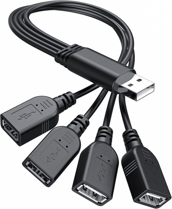 USB Y-Splitter Kabel - 1 USB A naar 4 USB A Poorten - Data & Opladen | bol