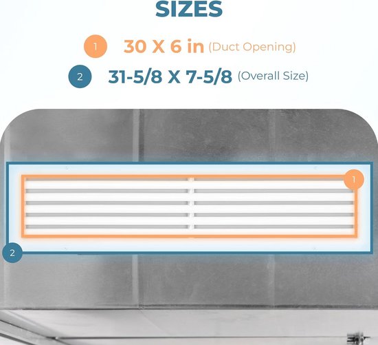 Ventilatierooster voor terugstroom - 30 x 6 inch Grille voor ...