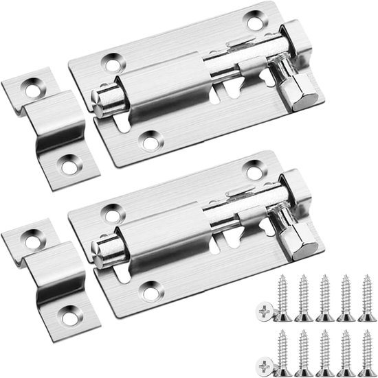 Sliding Lock Deurslot - 2 Stukken - RVS met Schroeven ...