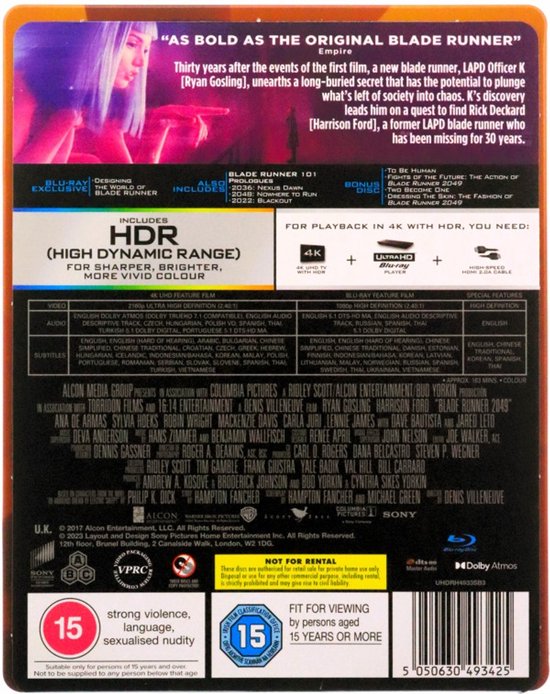 Blade Runner 2049 - SteelBook - 4K Ultra HD + Blu-ray - Import, Ryan ...
