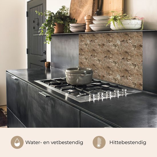 Keuken achterwand 80x60 cm - Spatscherm zelfklevend Beige - Graniet ...