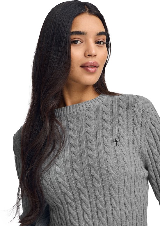 Pull gris en laine mélangée à col rond avec logo Rigby Go brodé | bol
