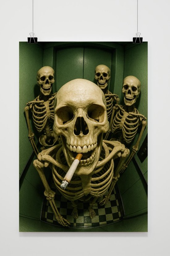 Skeletten Poster - Halloween Posters - Lift - Sigaret - Fantasie ...