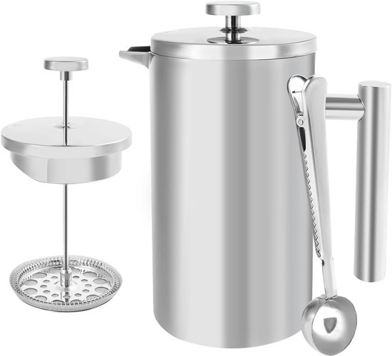 Koffiezetapparaat French Press 1 Liter - Dubbelwandig Roestvrij Staal ...
