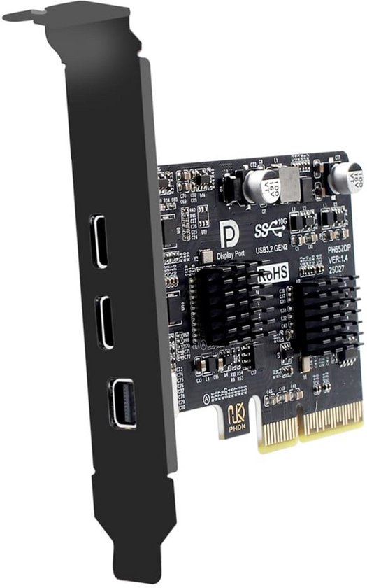PCIe Uitbreidingskaart met Dubbele USB-C 10Gbps en 4K DisplayPort ...