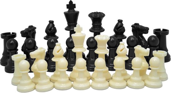 Kunststof schaakstukken Staunton design met viltglijders koningshoogte ...
