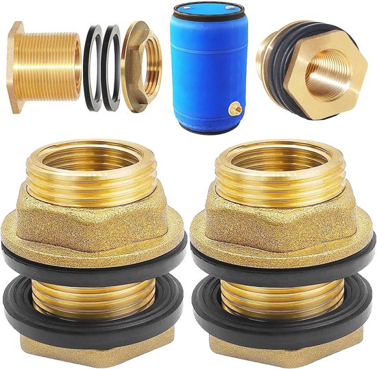 2 Stuks Messing Regenton Aansluiting 3/4 Inch Buitendraad x 1/2 Inch ...