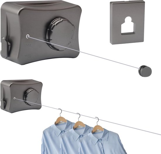 Corde à Linge Rétractable RVS - 5,1 Mètre Extensible pour Intérieur et ...