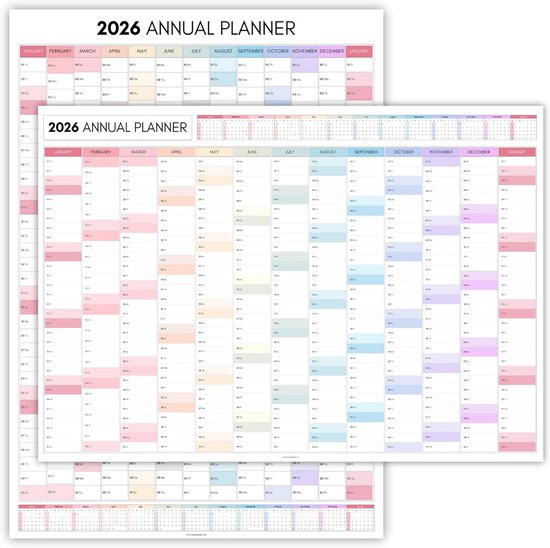 Maandplanner 2026 A2 Dubbelzijdig Jaarplanner voor Kantoor en School ...