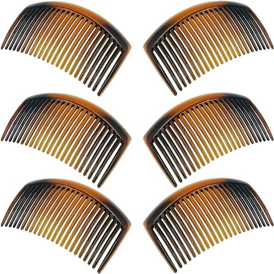 6 stuks plastic haarkam voor dames, French Twist Comb met tanden, bruin ...
