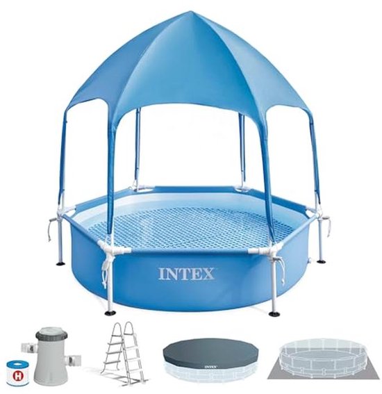 Intex 1.83m x 38cm Canopy Metal Frame Pool, Set up Size: 1.83m x 38cm ...