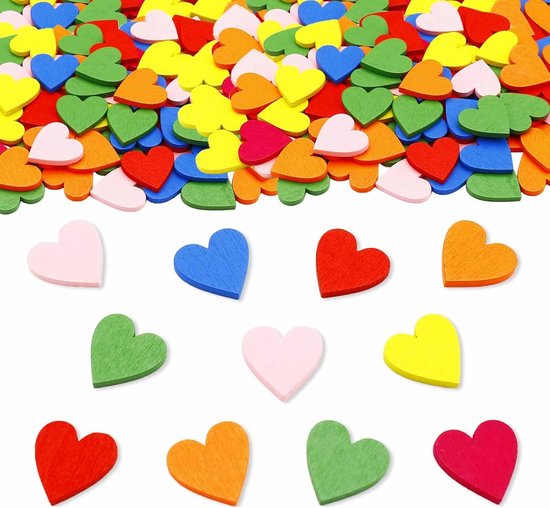 100 Stuks Houten Hartjes Confetti - Kleurrijk Decoratie Strooisel | bol