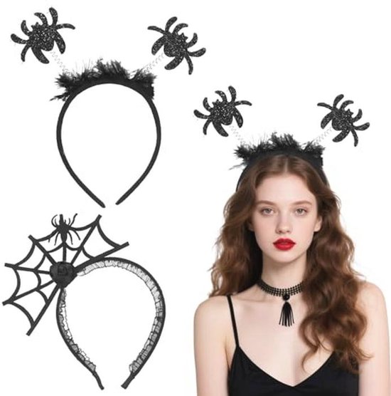 Gjinxi 2Pcs Halloween Spider Web Hair Hoop, Cosplay Devil Headband ...