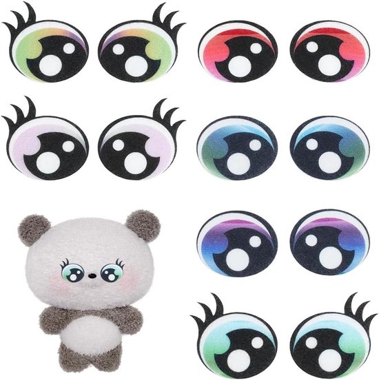 36 paar vilten ogen met wimpers in 2 stijlen, ovale Kawaii ogen voor ...
