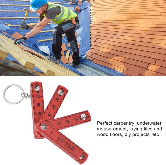 Duimstok 0,5 meter - Opvouwbare meetschijf met sleutelhanger - ABS ...