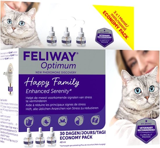 Feliway Optimum - Navulling 3-Pack - 3x flacon 48 ml - Anti-stress Kat ...
