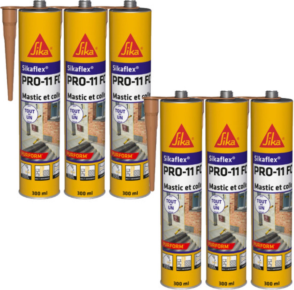 Set van 6 SIKA Sikaflex PRO 11 FC Purform lijmen - Beige - 300ml | bol.com