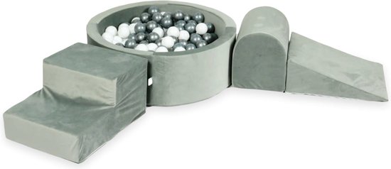 Foam speelset - 4-delig - met ballenbak en 200 ballen - grijs | bol