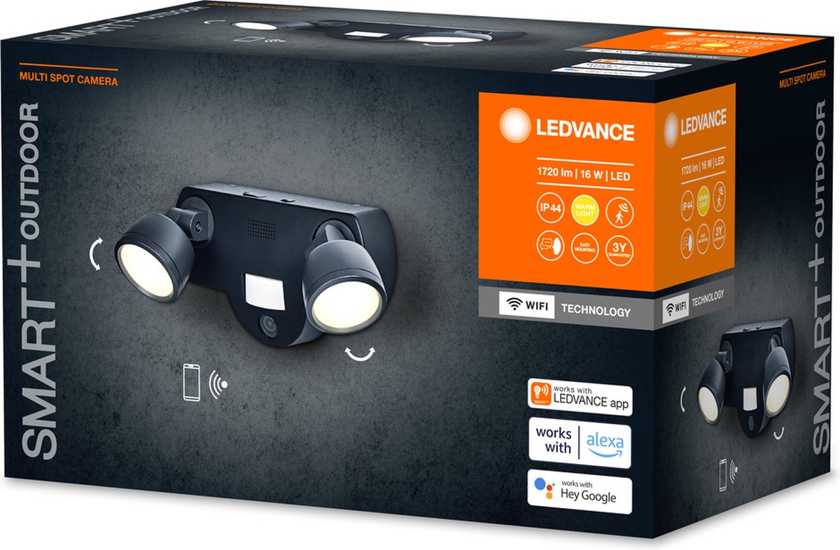 LEDVANCE SMART+ buitenwandlamp met camera, warm wit LED-licht (3000K ...