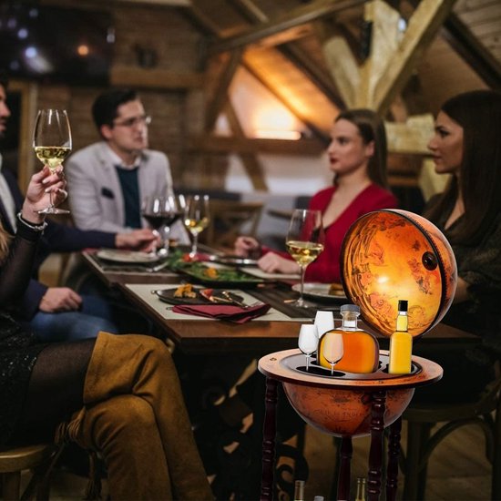 Globe Bar Wood, Globus bar on wheels, bar cart, home bar, | bol